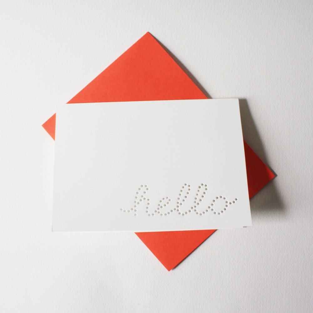 Hello Cards ... Set of 3 Blank Cards - Etsy
