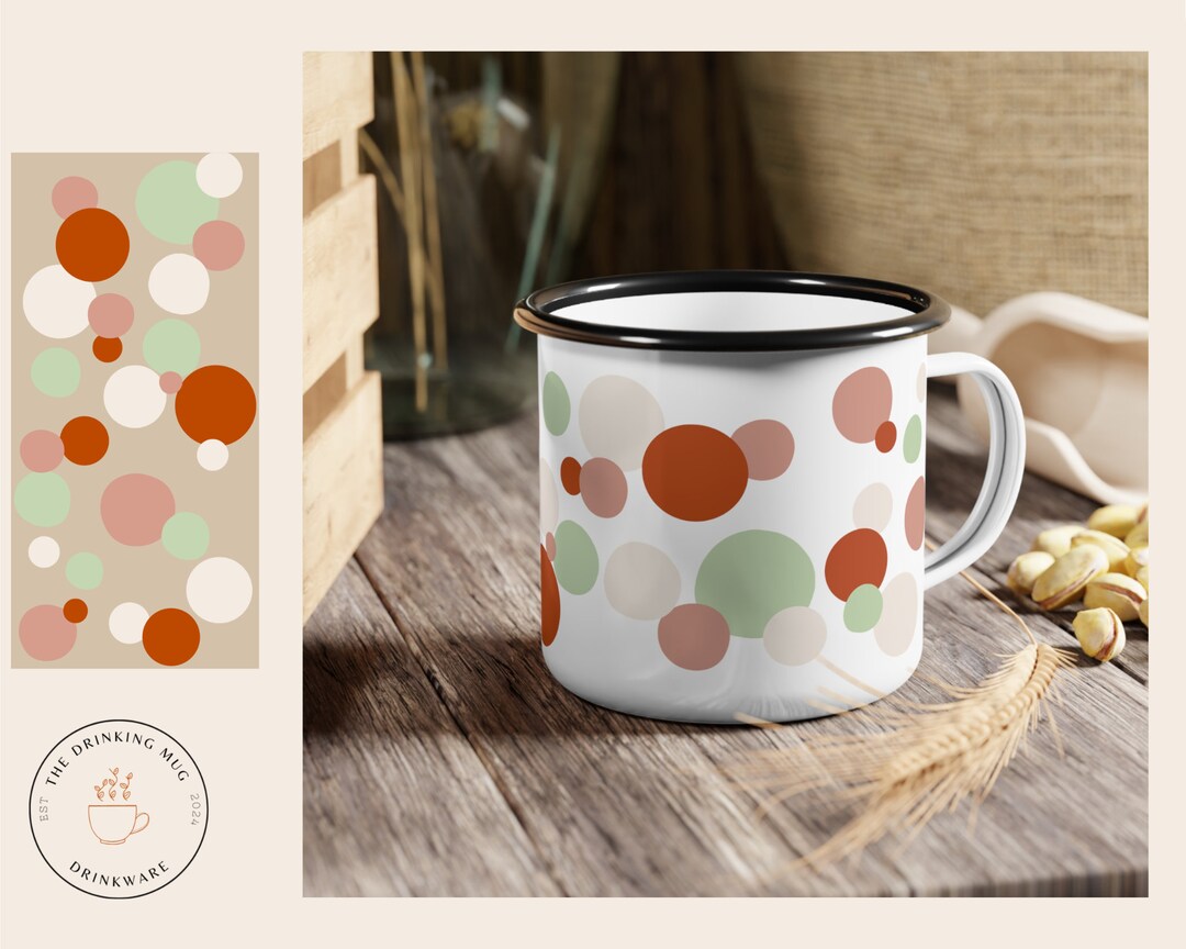 Enamel Mug With Dot Design, Gift for Polka Dots Fans, Enamel Cup ...
