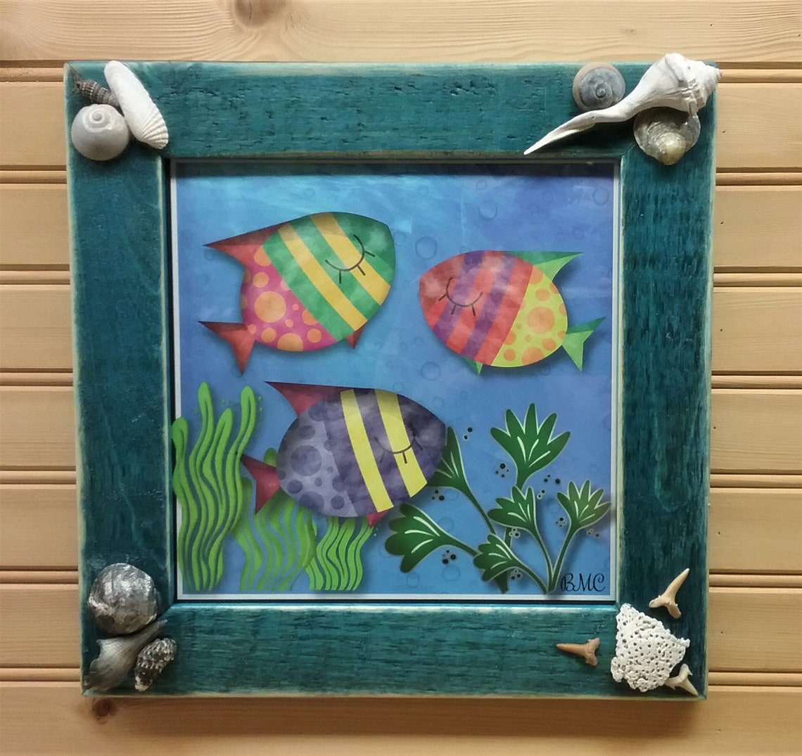 Sea Shell Whimsical Fish Wall Decor, Beach House Decor, Sea Life ...