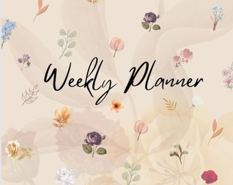Digital Weekly Planner , Beige Flower Illustration Organised Planner - Etsy