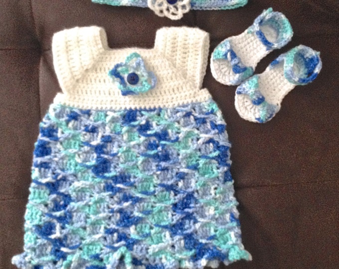 Little Raegan Baby Dress, Sandals, & Headband Collection Crochet ...
