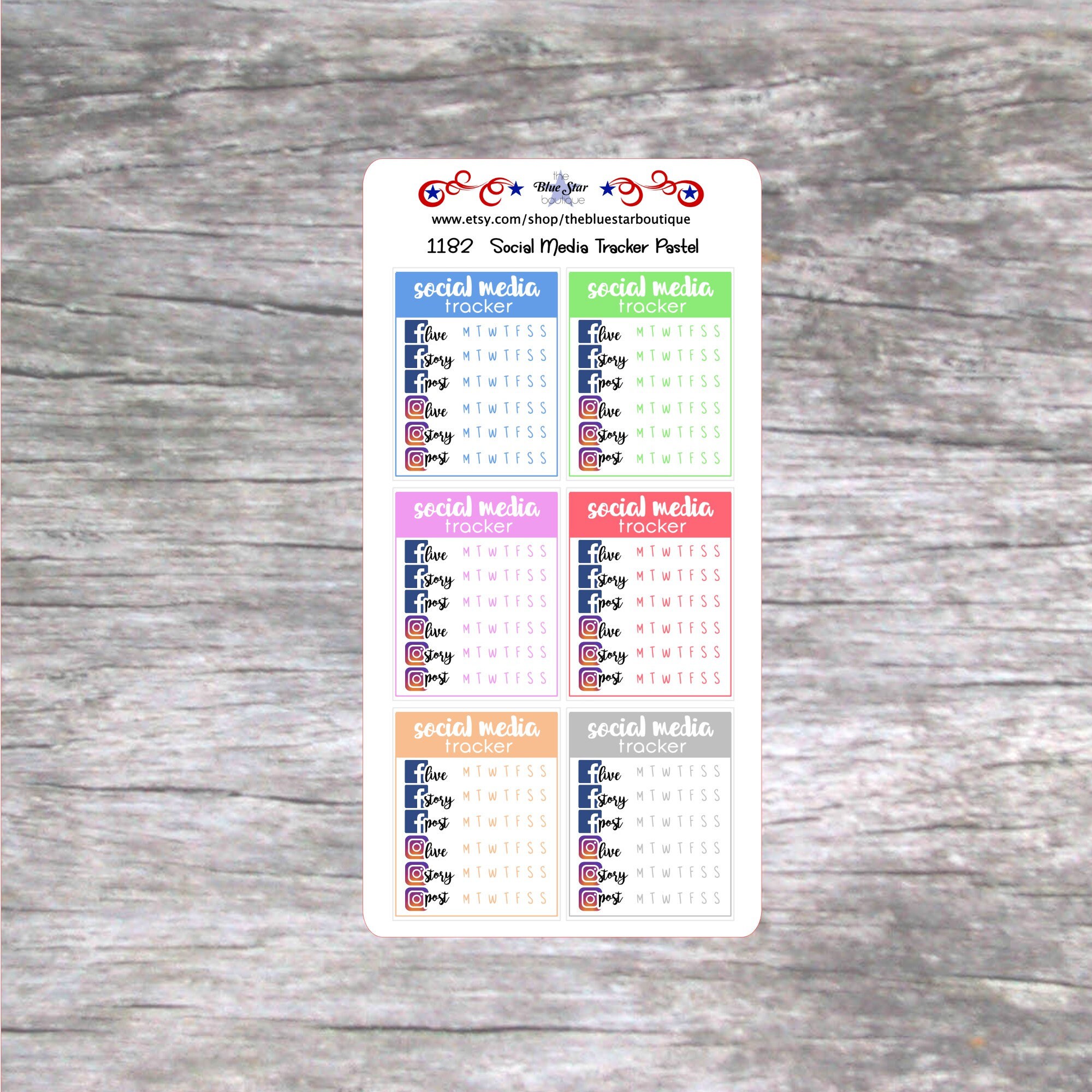 Social Media Tracker Planner Stickers 1180-1183 | Etsy