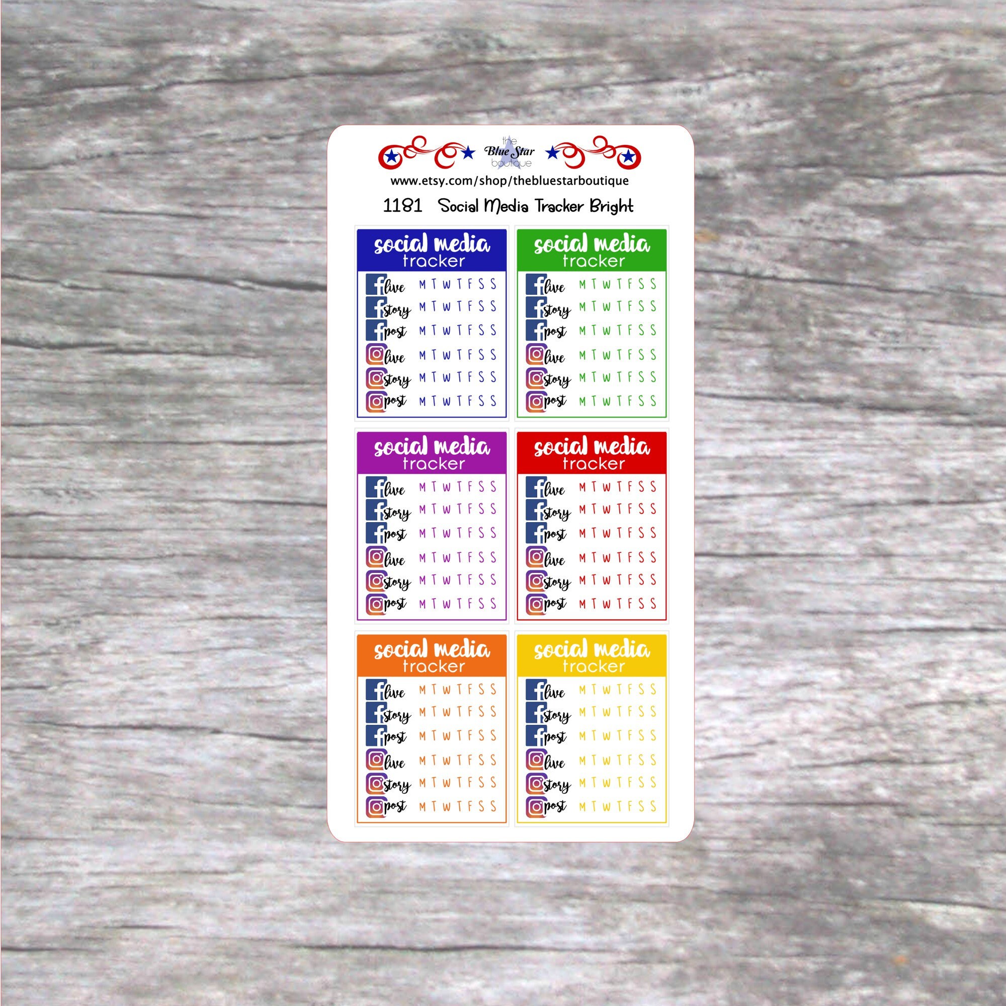 Social Media Tracker Planner Stickers 1180-1183 | Etsy