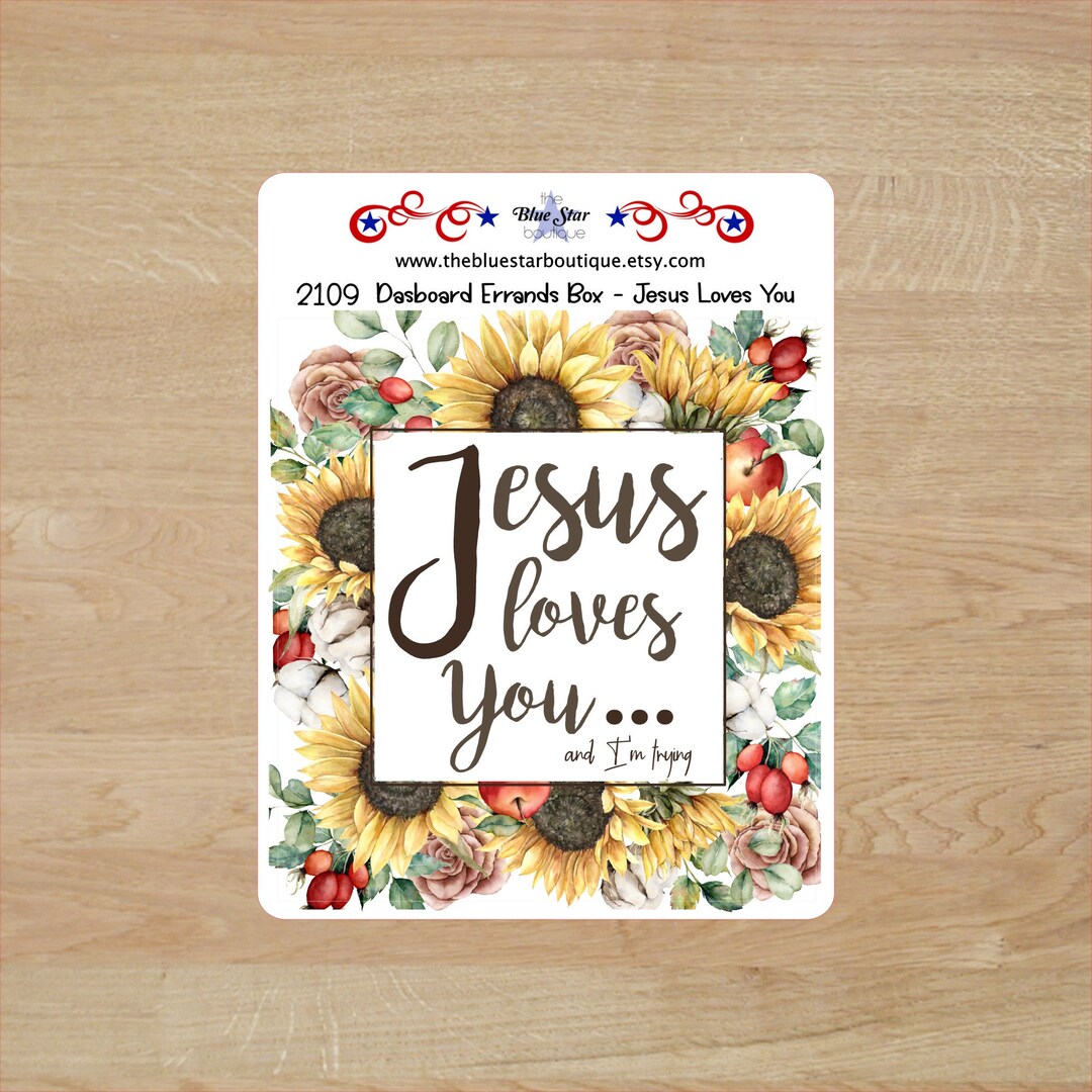 XL Box Sticker, Dashboard "errands" Box - Jesus Loves You- Happy ...