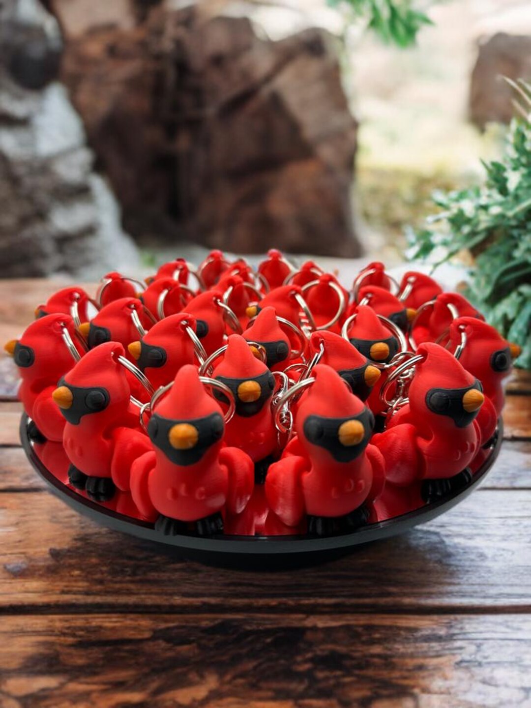 3D Printed Articulated Cardinal Keychain Red Bird With Black Mask ...