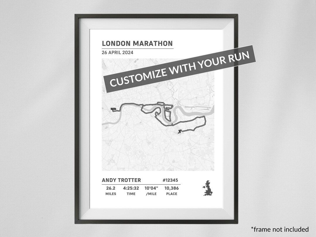 Marathon Route Map | Gift for Runner | Personal Marathon Run Poster ...