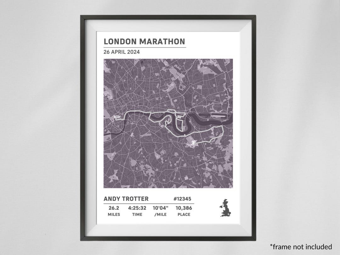 Personalized London Marathon Map Poster | Gift for Runner | Personal ...