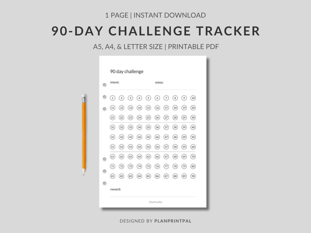 90 Day Challenge Printable Ultimate Habit Builder Goal Setting Health ...