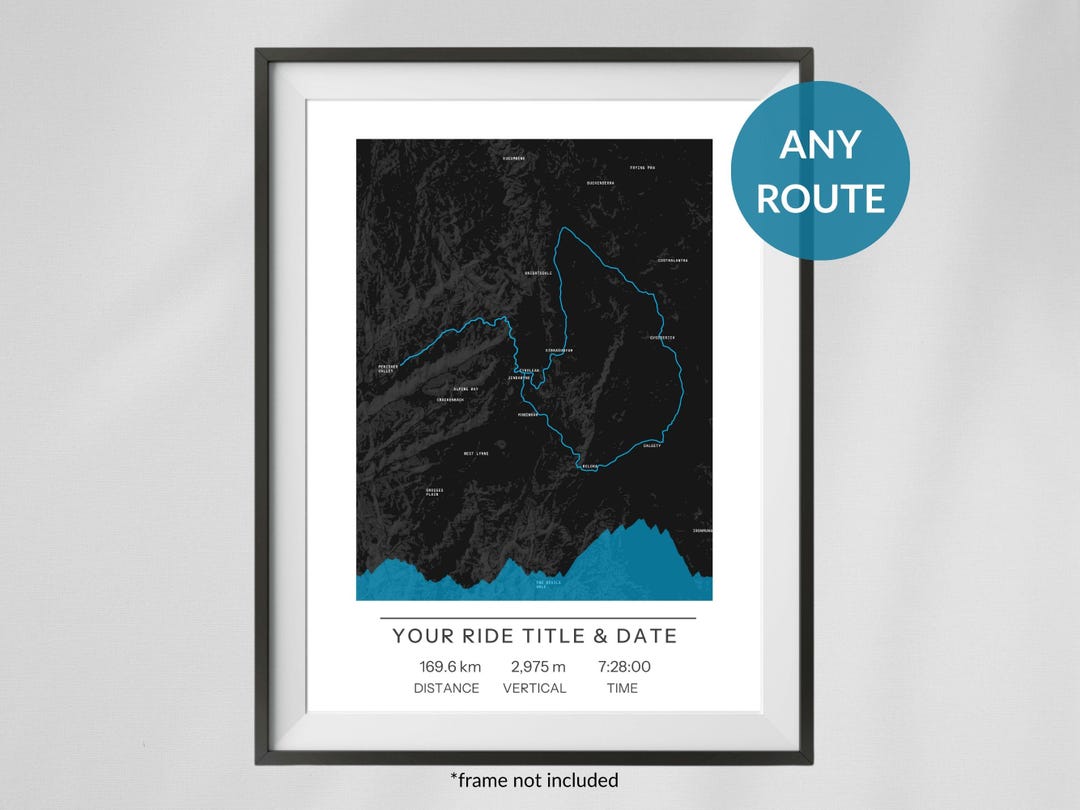 Cycling Route Map | Any Ride | Personalized Cycling Wall Poster Art ...