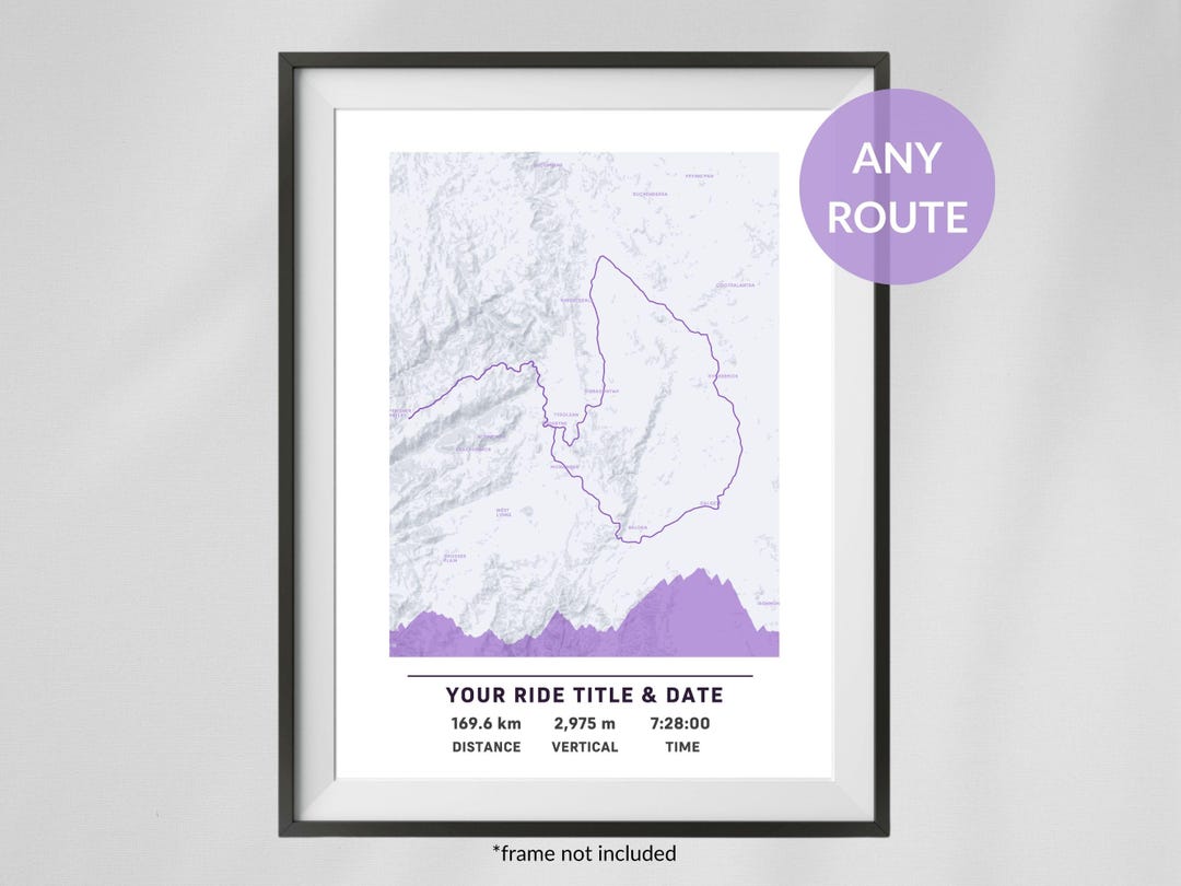 Custom Cycling Ride Map | Personalised Cycling Wall Poster Art | Strava ...