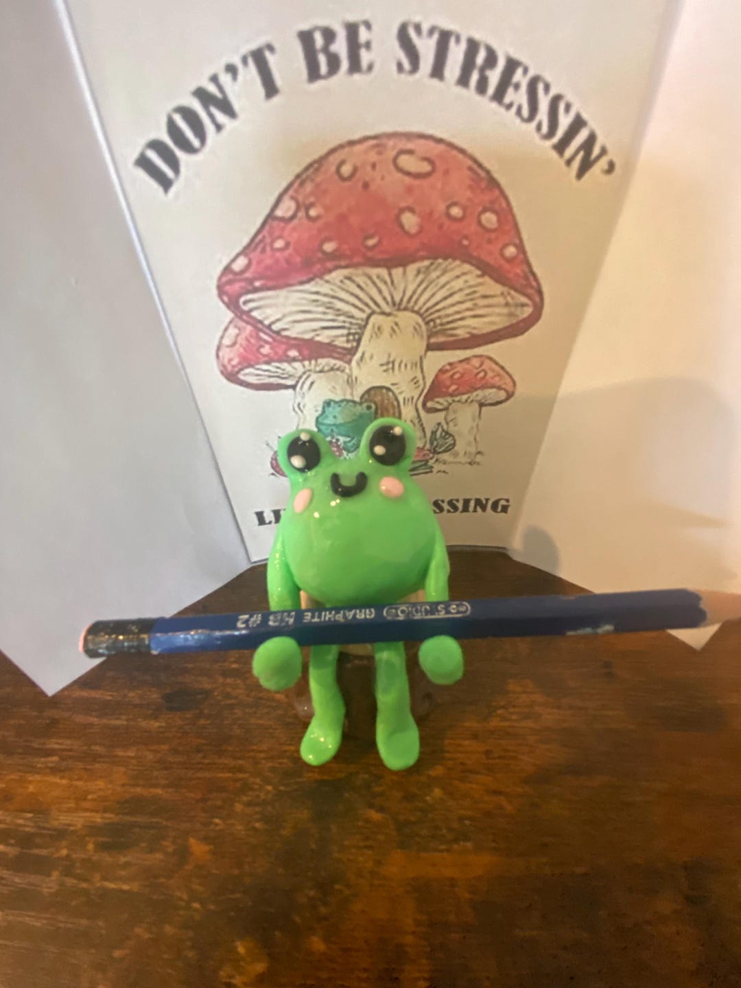 Polymer Clay Log Frog Pencil Holder Cute and Durable Perfect for Your ...