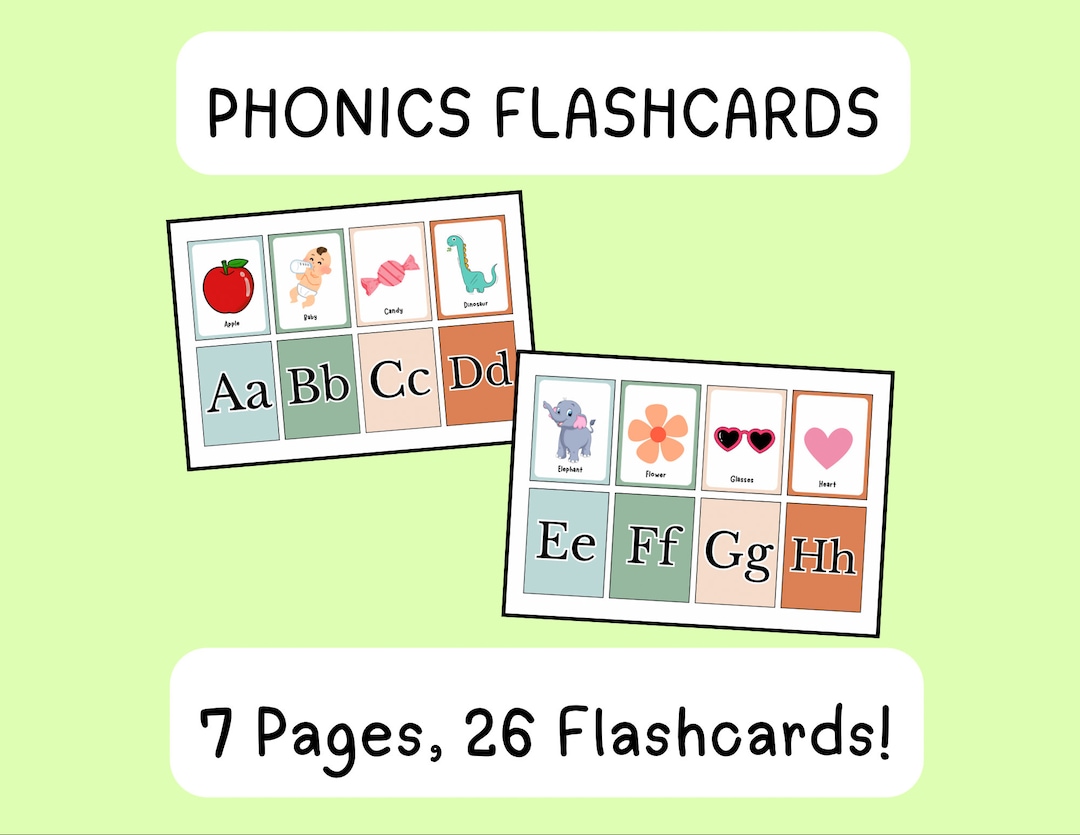 Phonics Flashcards, Printable Download, Teaching Alphabet, Fun for Kids ...