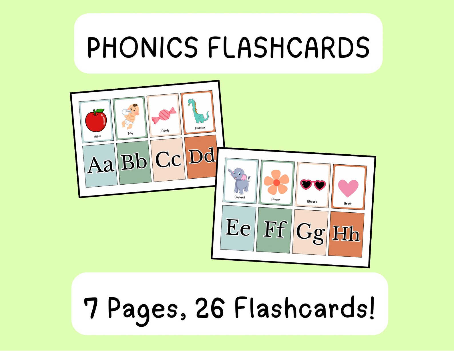 Phonics Flashcards, Printable Download, Teaching Alphabet, Fun for Kids ...