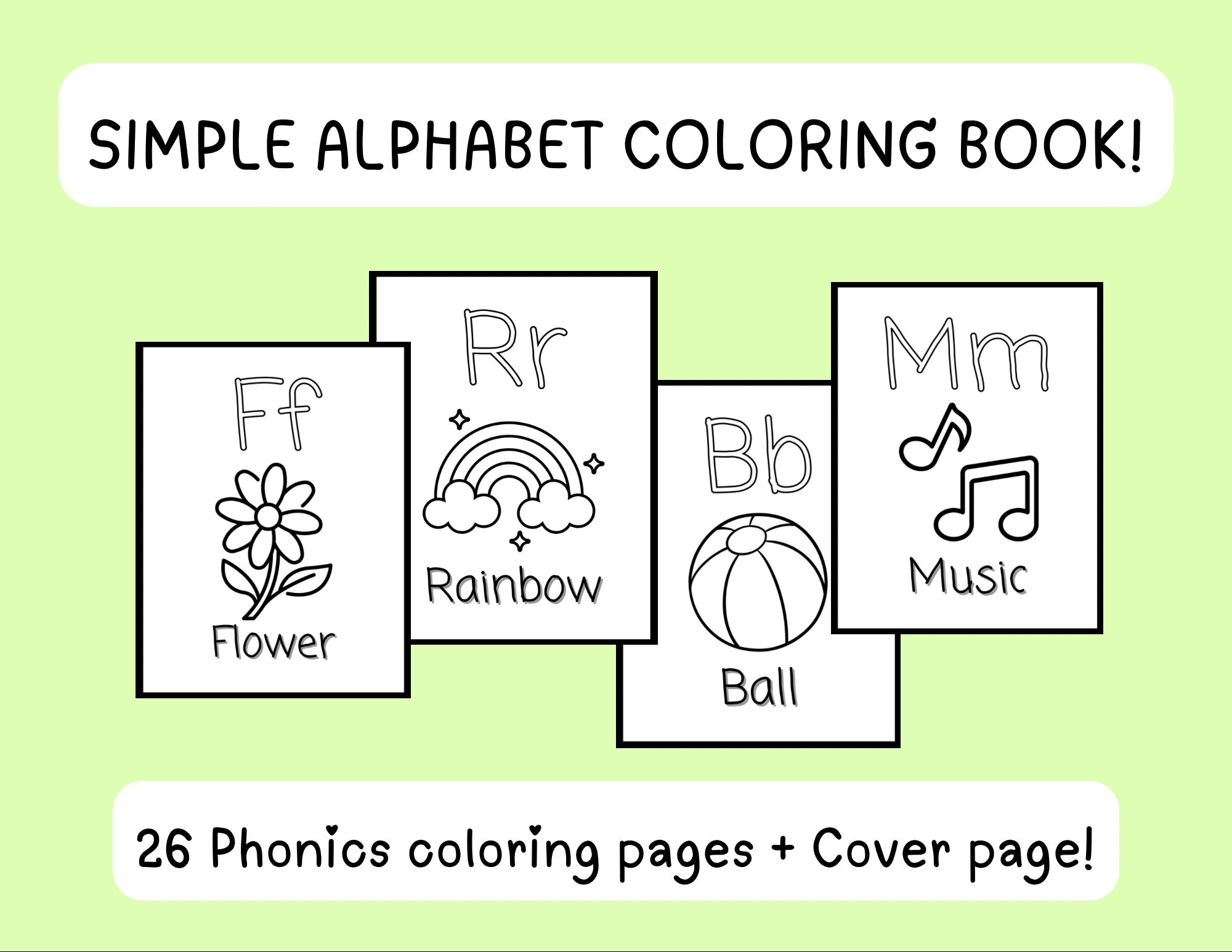Coloring Book, Printable Download, Phonics Book, Alphabet Color Pages ...