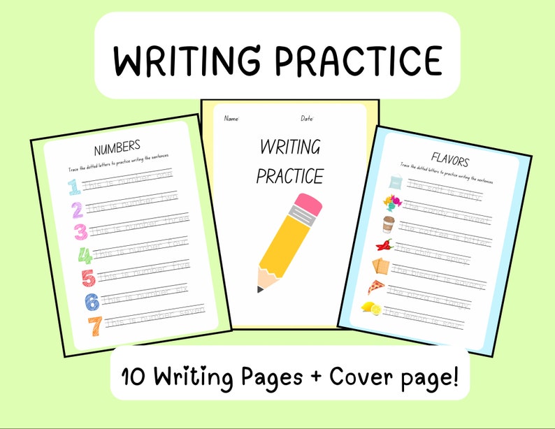 Writing Practice, Printable Download, Learning Workbook, Homeschool ...