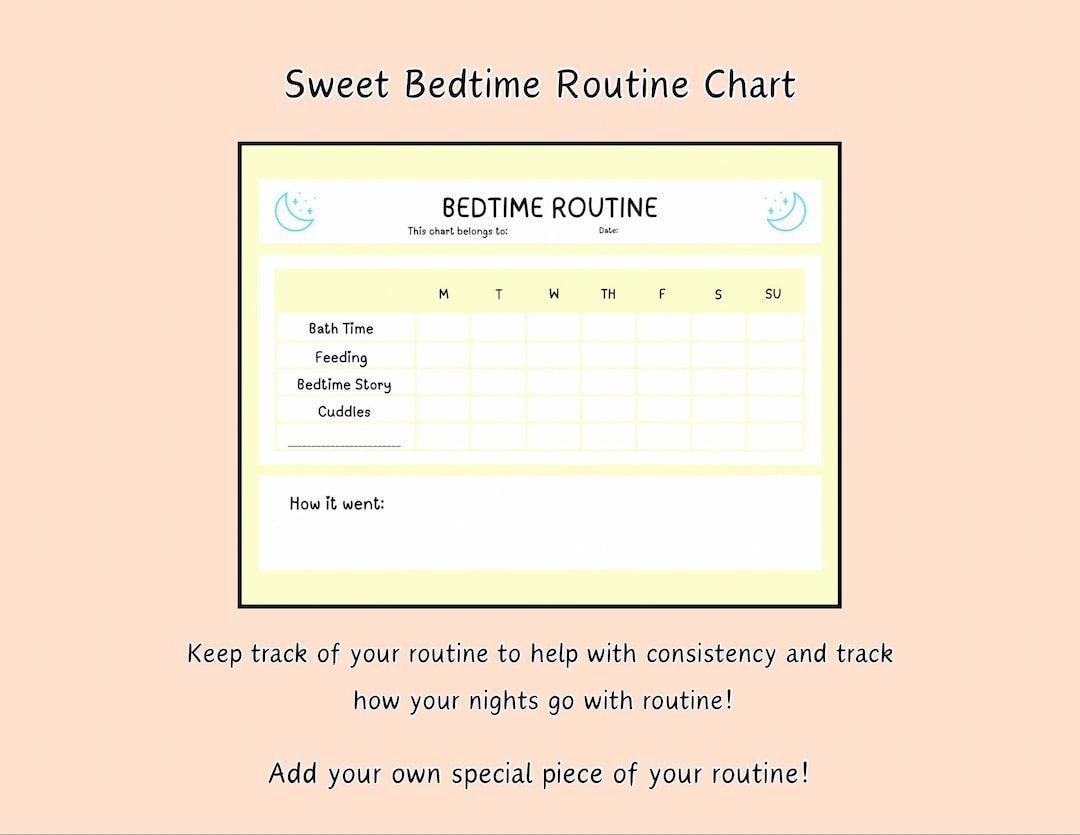 Bedtime Routine Chart, Sleep Guide, Infant Sleep Log, Download, Sleep ...