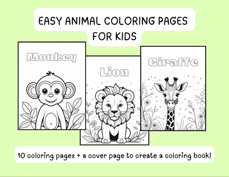 Coloring Book, Printable Download, Color Pages, Animal Coloring, Kid ...