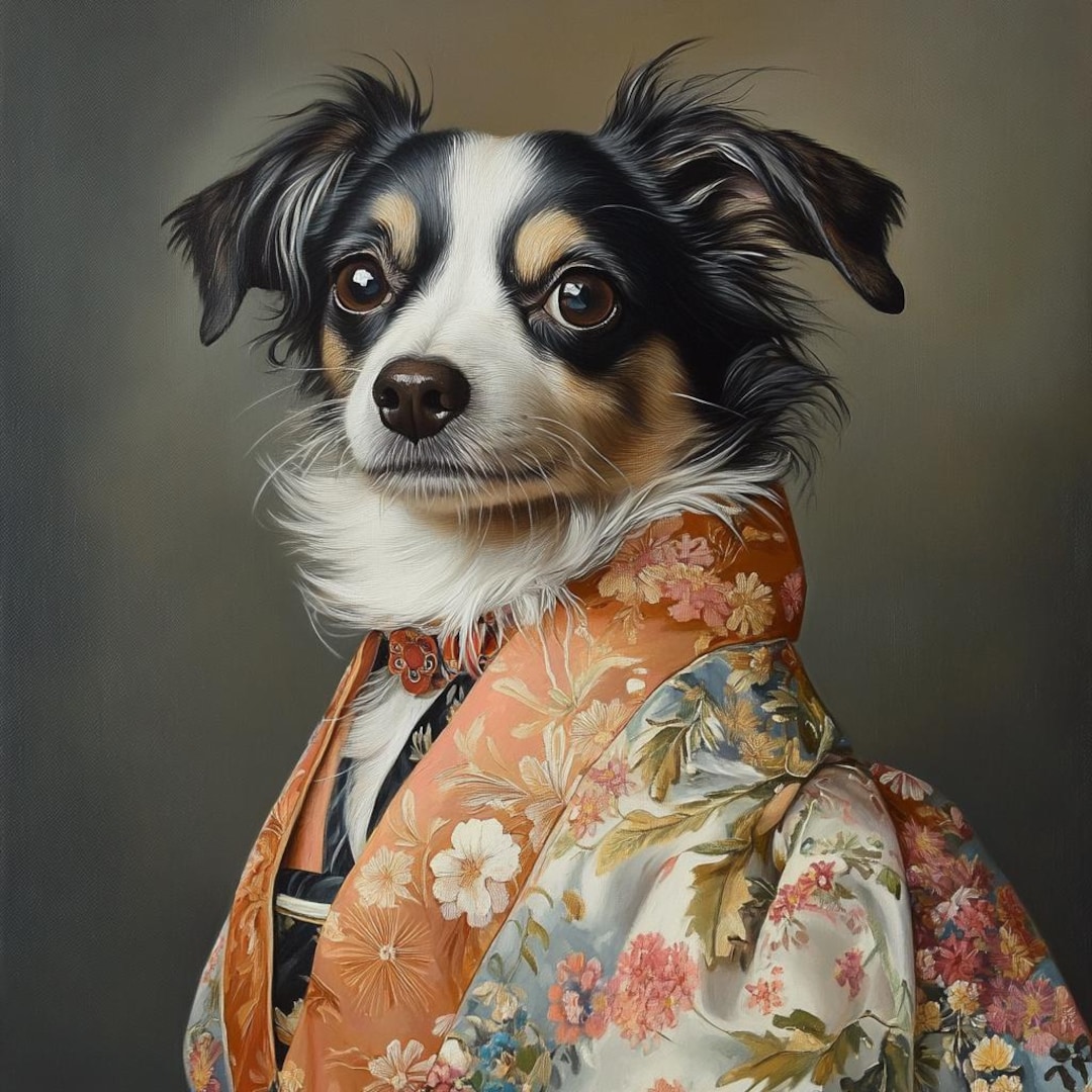 Royal Dog Portrait From Photo, Japanese Style Pet Portrait, Pet ...