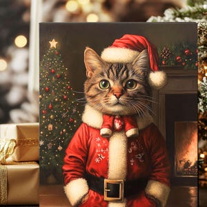 Christmas Pet Portrait, Christmas Animal Painting, Dog Christmas Gift ...