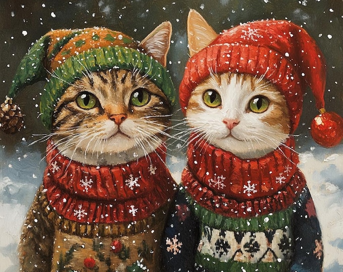 Custom Christmas Cat Portrait, Royal Pet Portrait, Christmas Gift, Wall ...