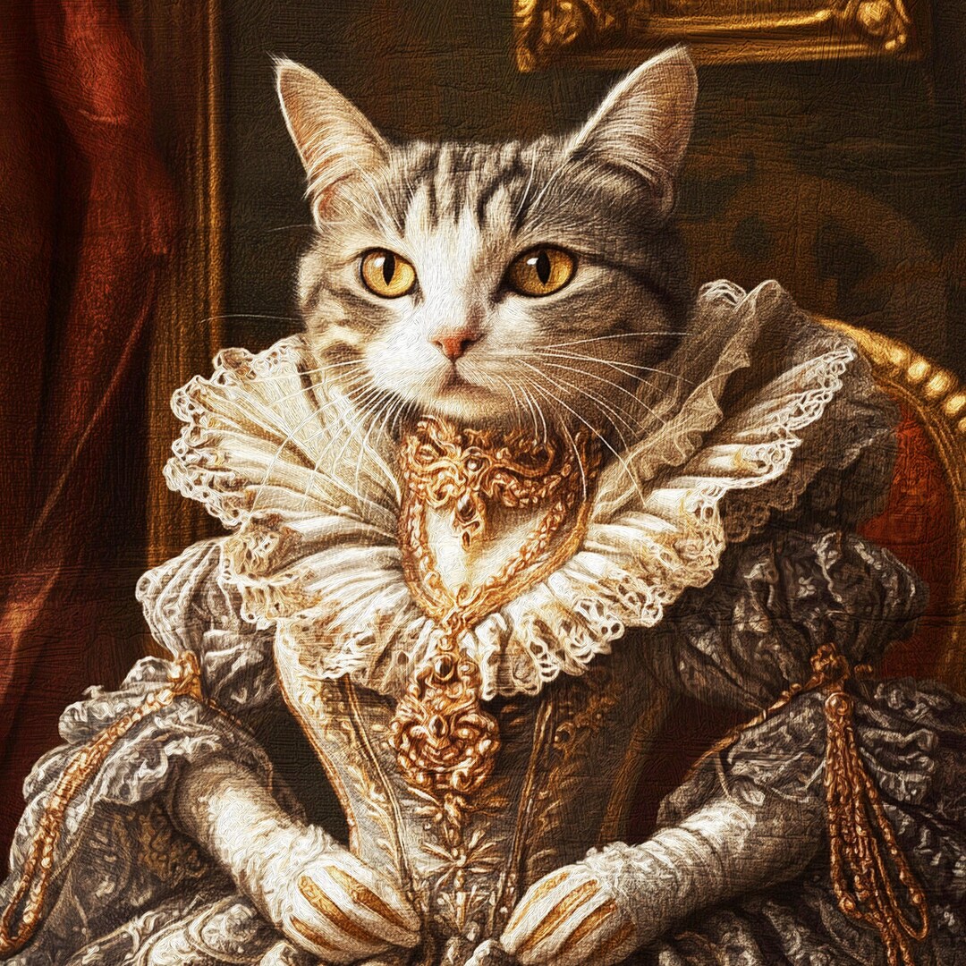 Custom Royal Cat Portrait, Renaissance Cat Painting, Pet Lovers Gift ...