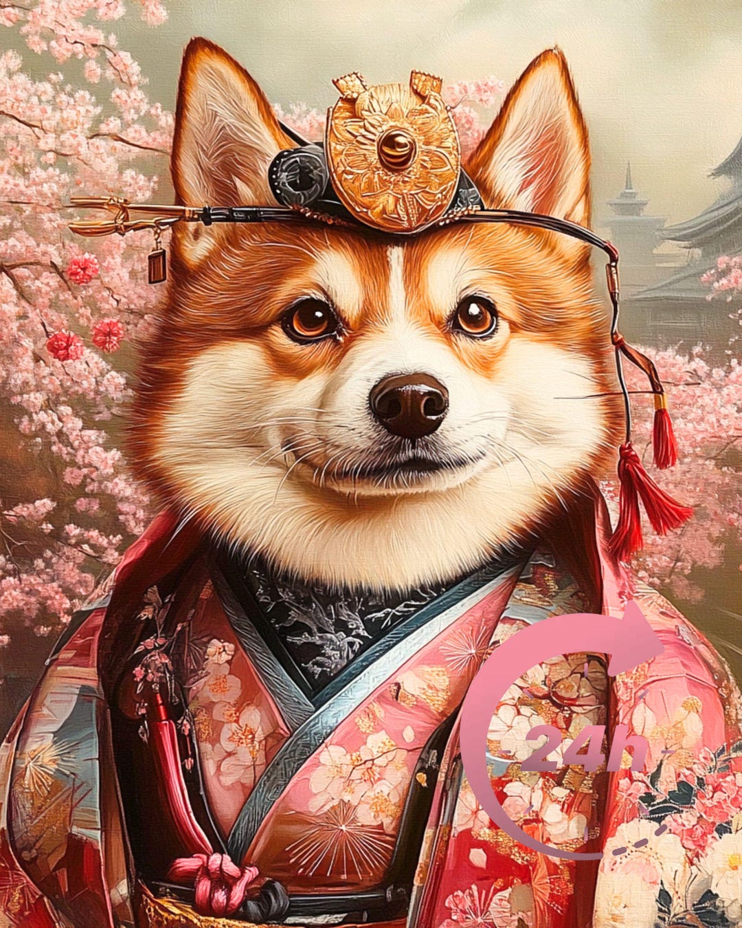 Geisha Cat Portrait From Photo, Japanese Style Pet Portrait, Pet ...