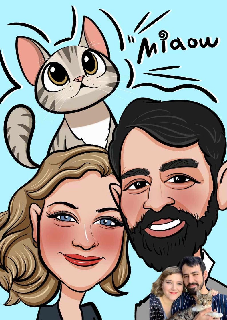 Caricature Portrait, Custom Ugly Portrait, Hilarious Line Drawing, Pet ...