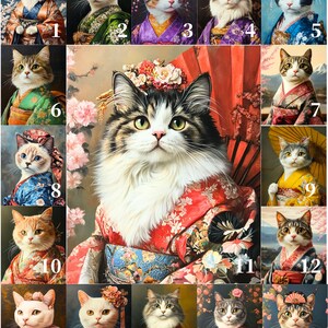 Geisha Cat Portrait From Photo, Japanese Style Pet Portrait, Pet ...