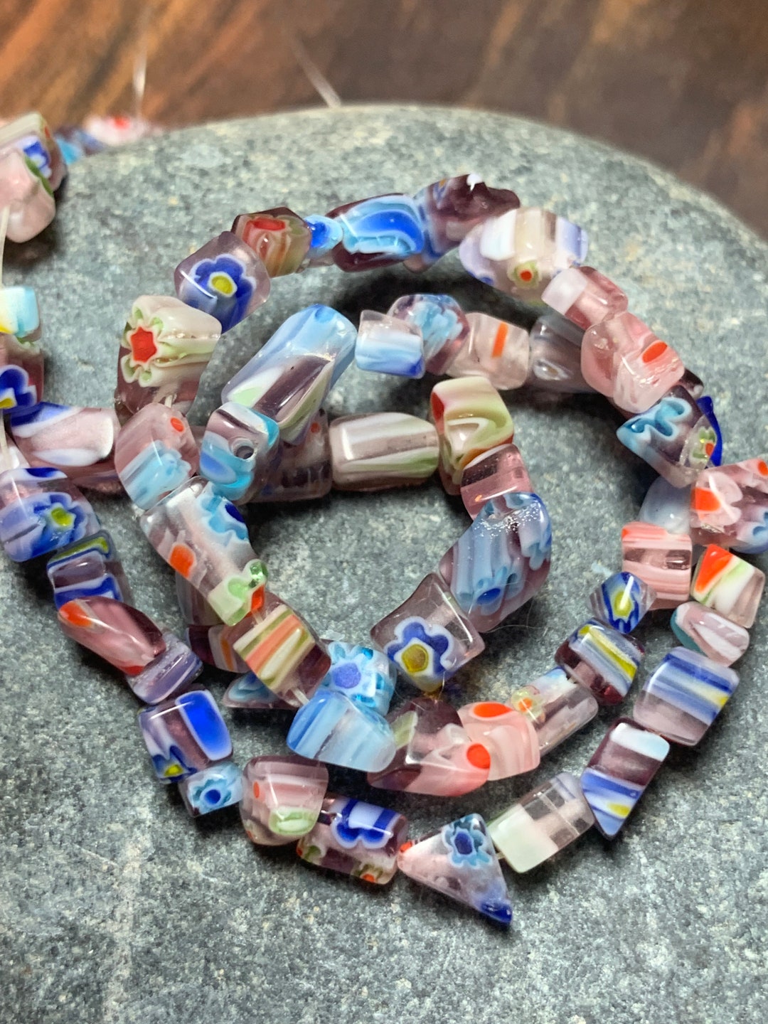 Mixed Millefiori Glass Chip Beads Assorted Size Chips 2- 14 Inch ...