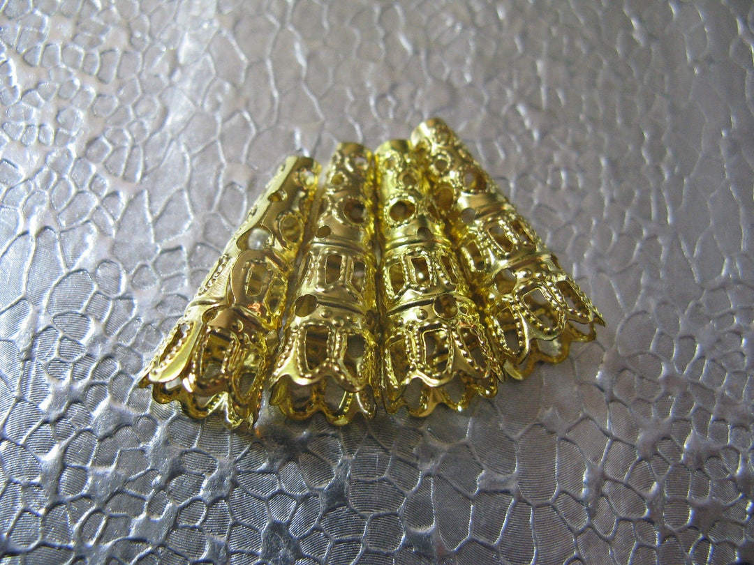 Filigree Cone Bead Cap 12 Gold Plated Jewelry Findings - Etsy