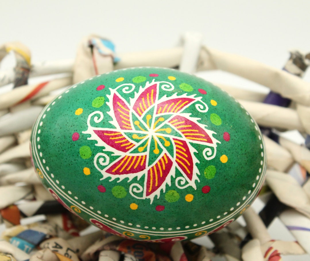 Pysanky Easter Egg, Ukrainian Easter Egg, Batik Egg Art, Pink and Green ...