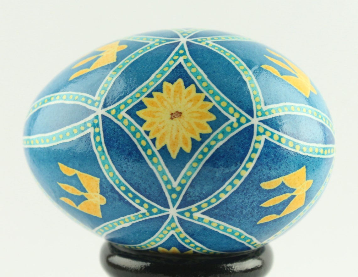 Sunflowers and Tryzub Pysanka Yellow and Blue Ukrainian | Etsy