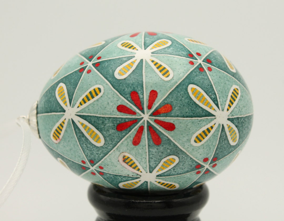 Hanging Easter Egg Ornament for Egg Tree With Green, Red and Yellow ...