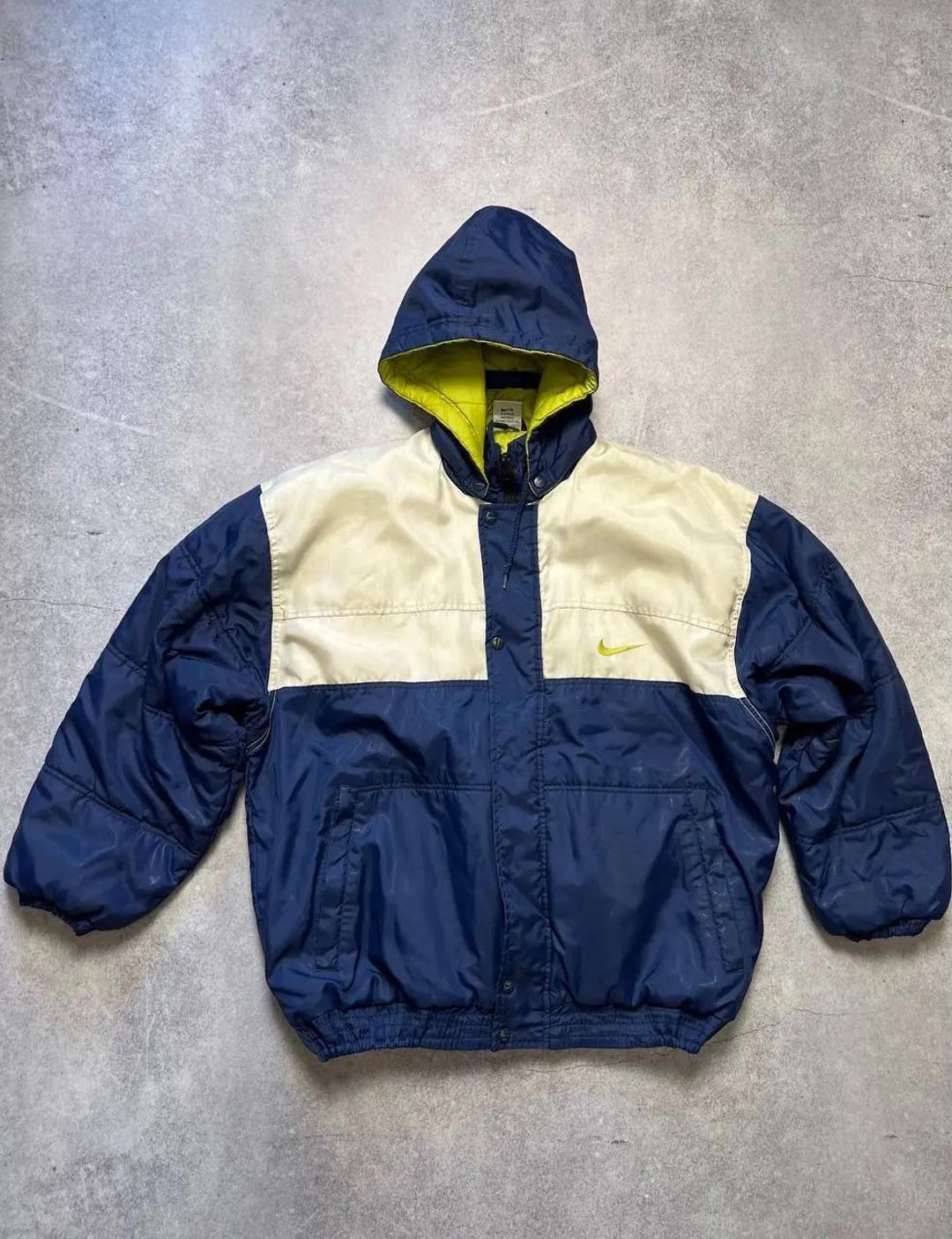 Vintage NIKE Swoosh Jacket Big Logo Authentic Size M White Blue Rare ...