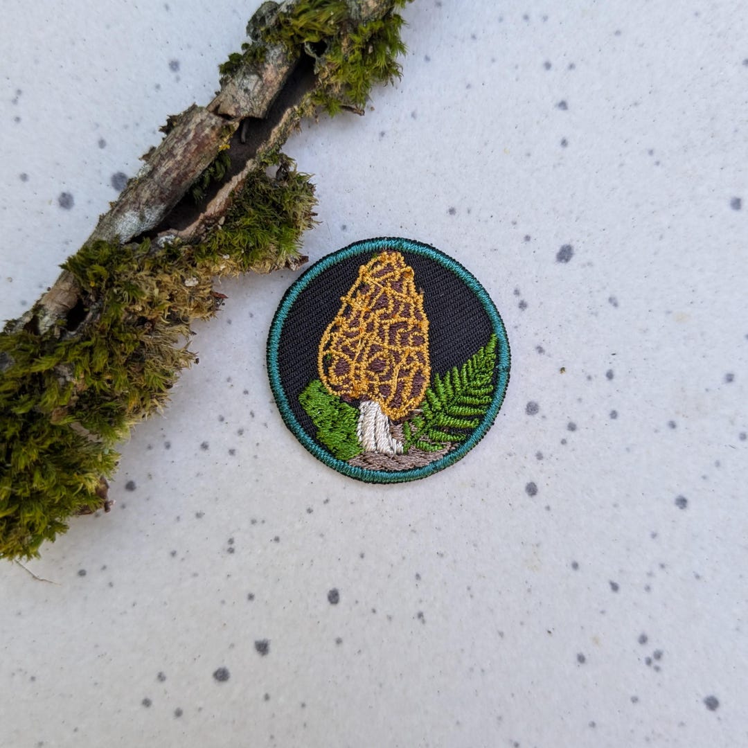 Mini Morel Mushroom Patch - 1.25" Embroidered Iron on Patch - Made by ...
