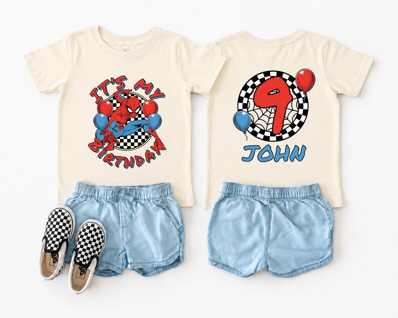 Personalized 9th Birthday Boy Shirt, Spider Hero Theme Custom Name Nine ...