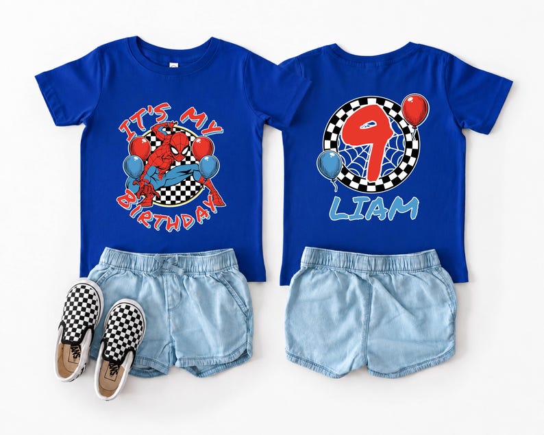 Personalized 9th Birthday Boy Shirt, Spider Hero Theme Custom Name Nine ...