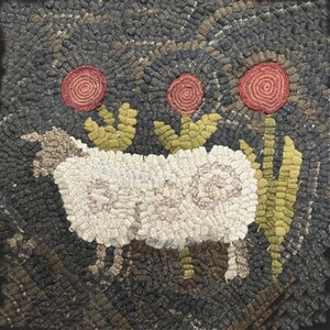 Hooked Rug Saltbox House Flowers Pattern Linen - Etsy