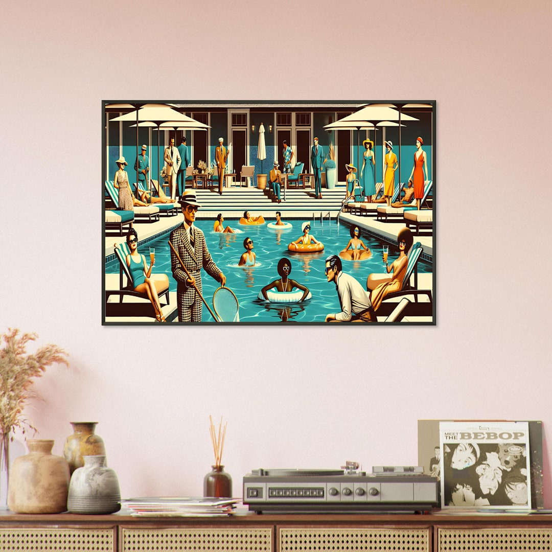 Retro Pool Club Digital Print, Vintage Art Pool Club, Retro Pool Club Art, Retro Poster, Retro ...