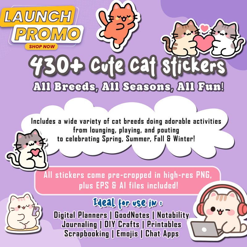 Gatos stickers - Etsy México