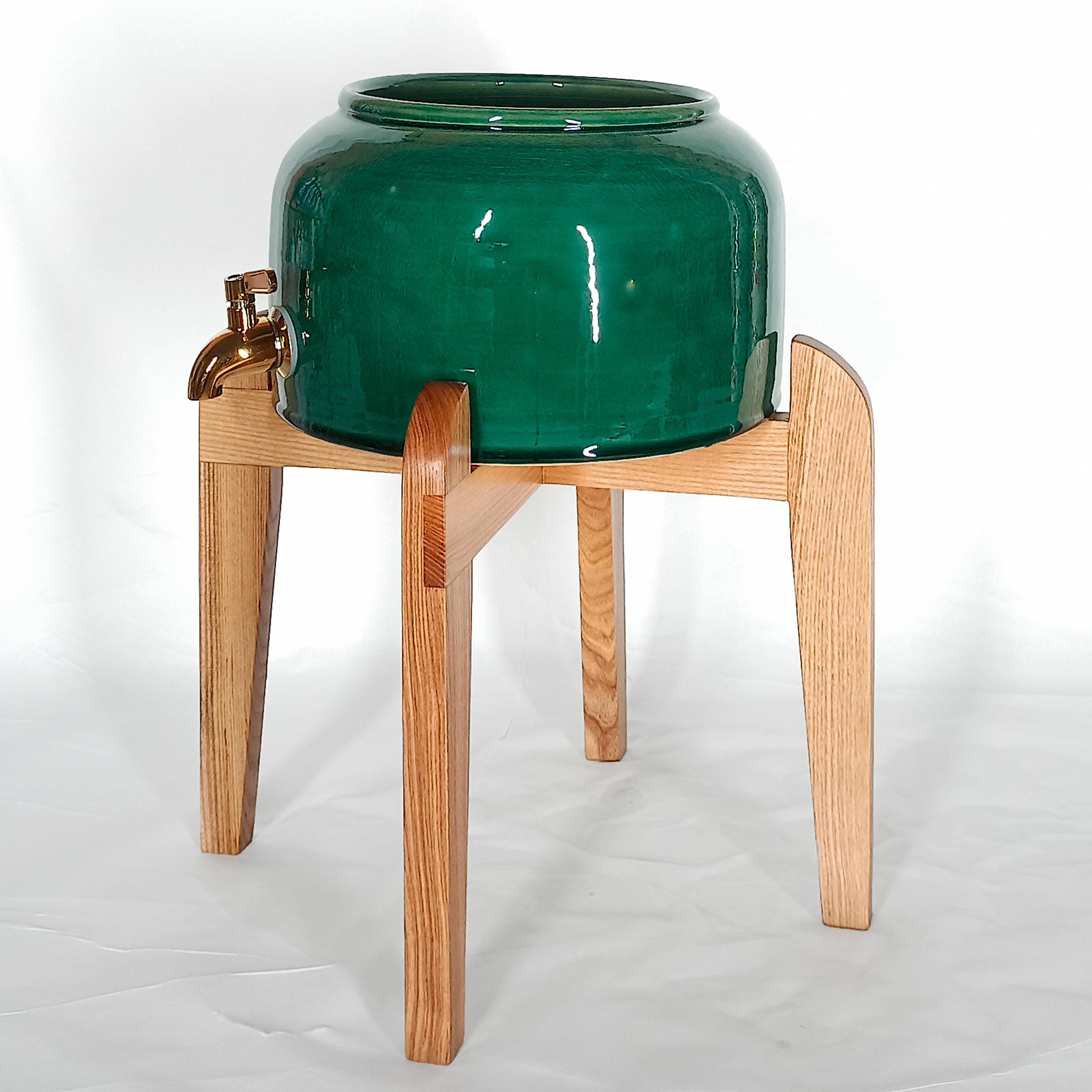 5 Gallon Bottle Ceramic Water Gravity Dispenser on Wooden Stand ...