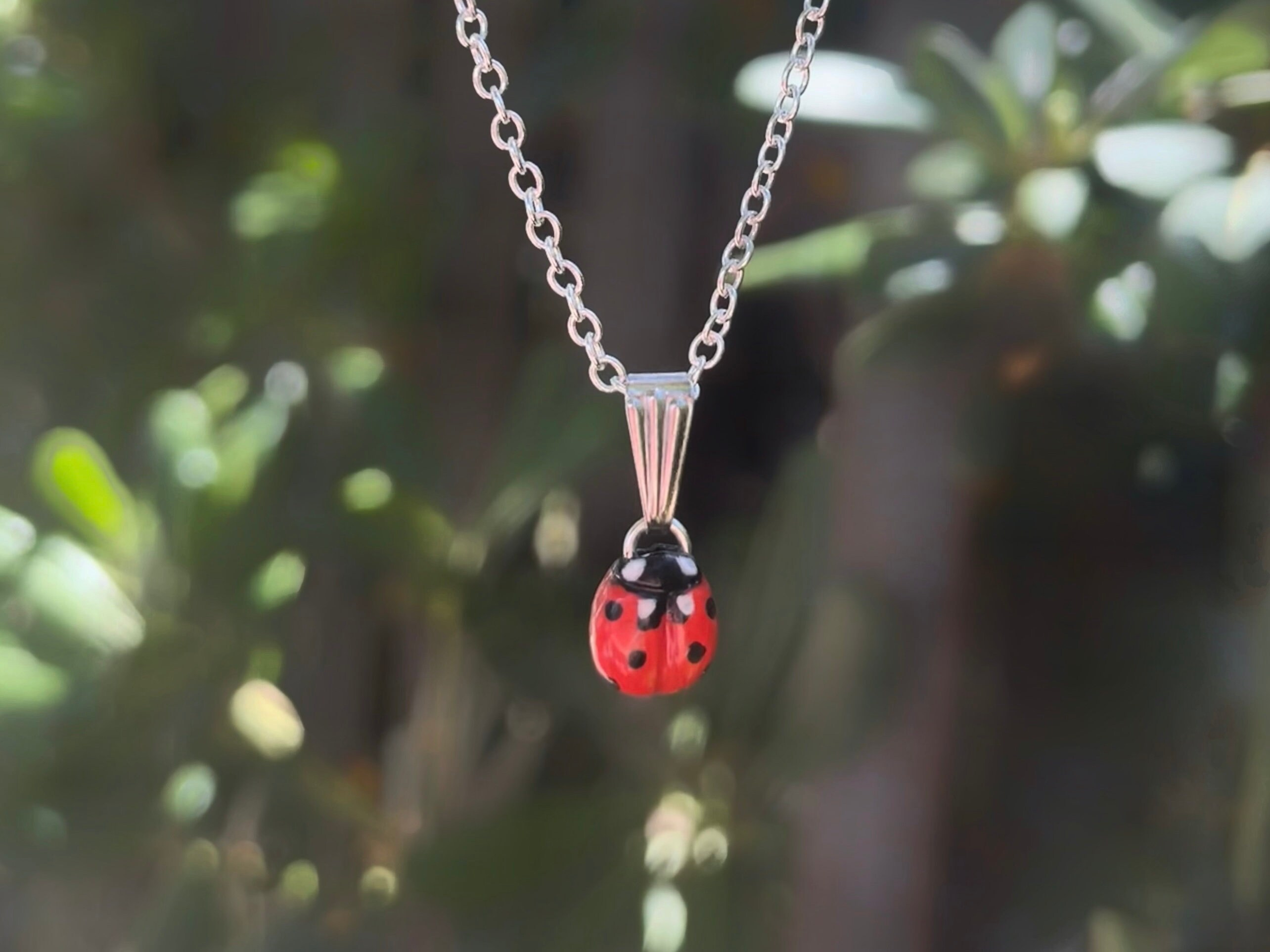 Ladybug Pendant Necklace Ladybird Layering Necklace Red Silver - Etsy