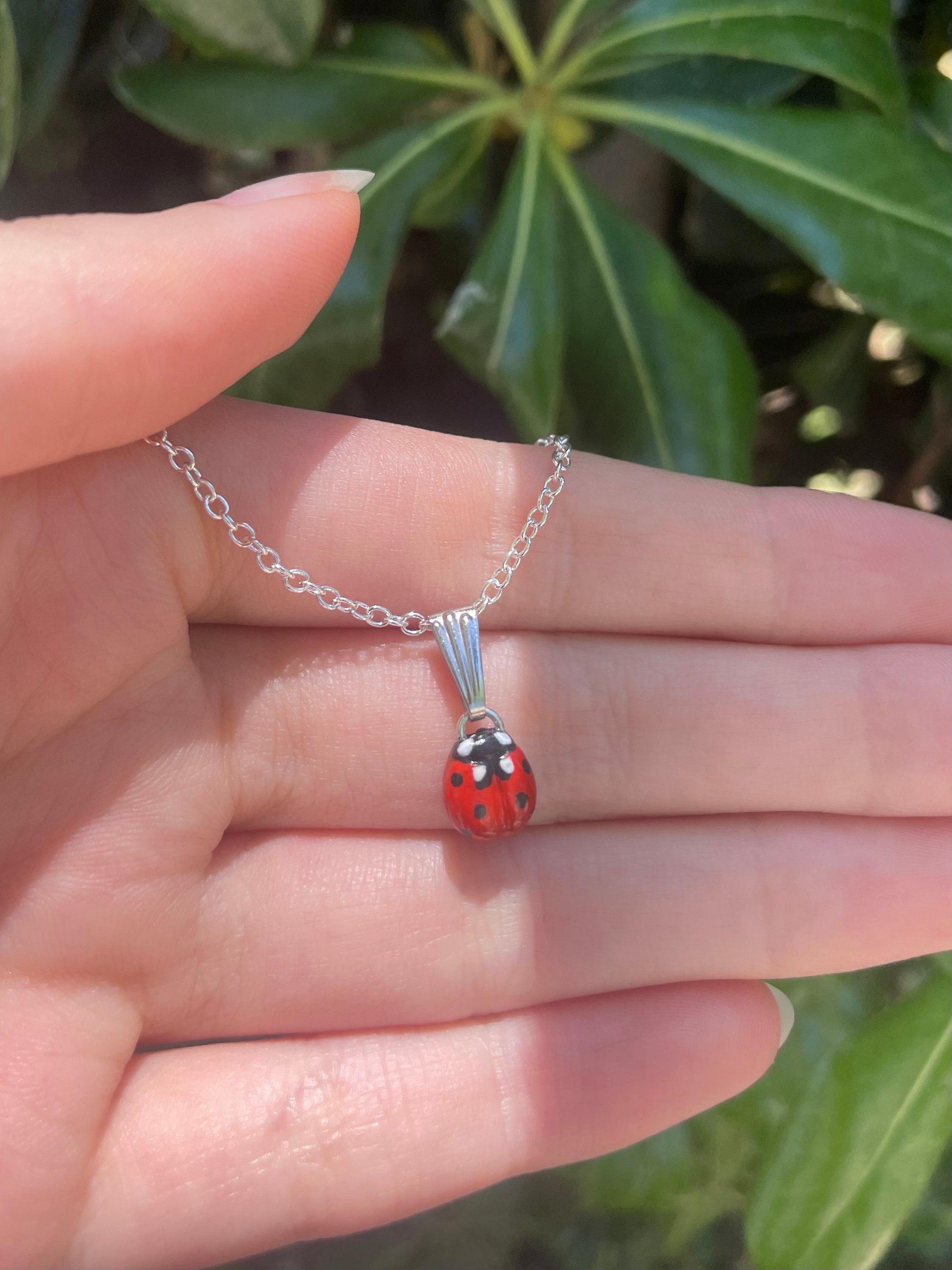 Ladybug Pendant Necklace Ladybird Layering Necklace Red Silver - Etsy