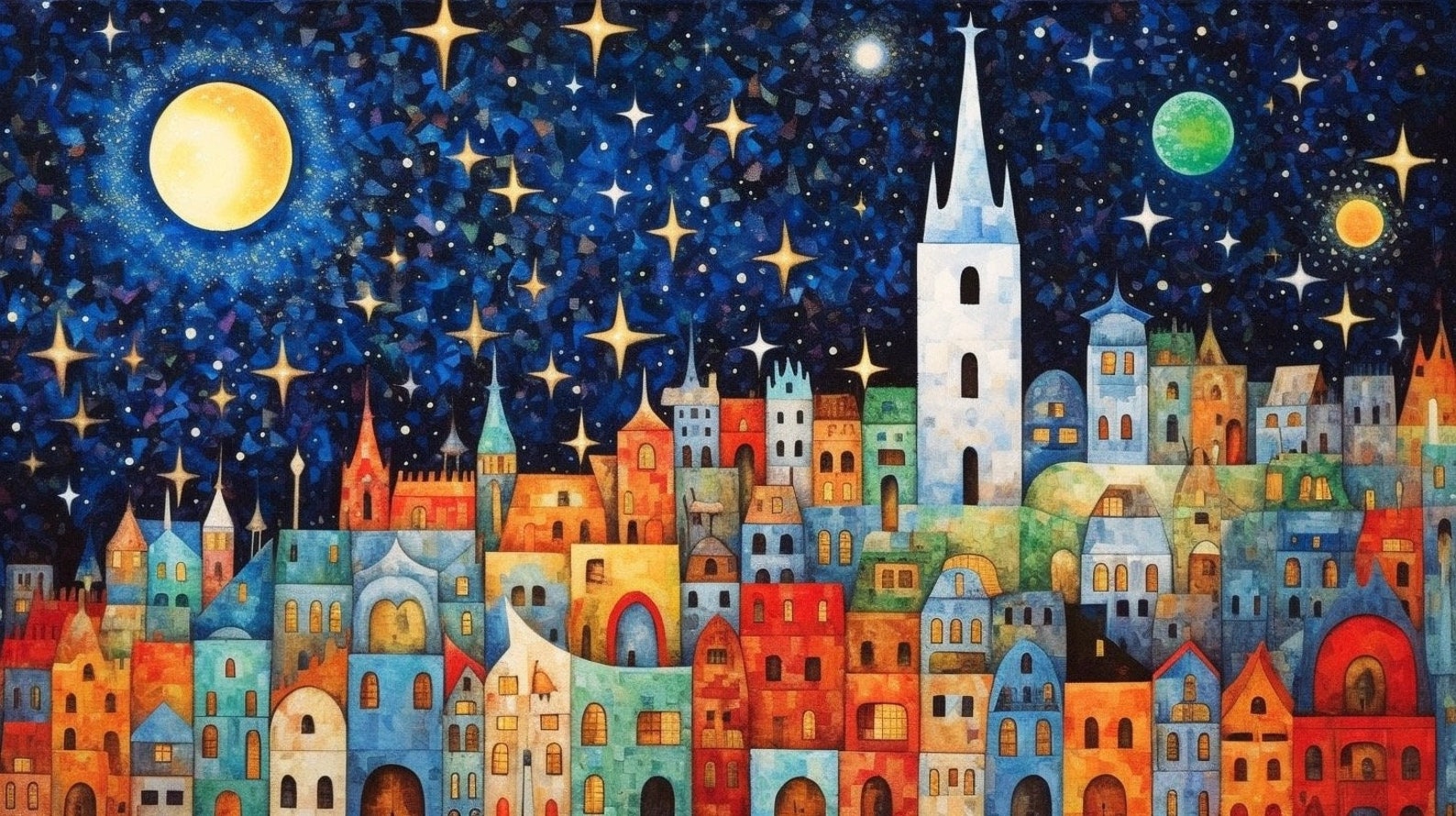 Medieval Village Wall Art | Moonlight Abstract Surreal Poster | Matisse ...