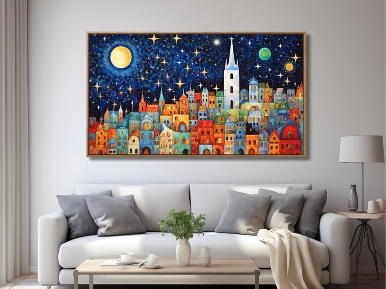 Medieval Village Wall Art | Moonlight Abstract Surreal Poster | Matisse ...