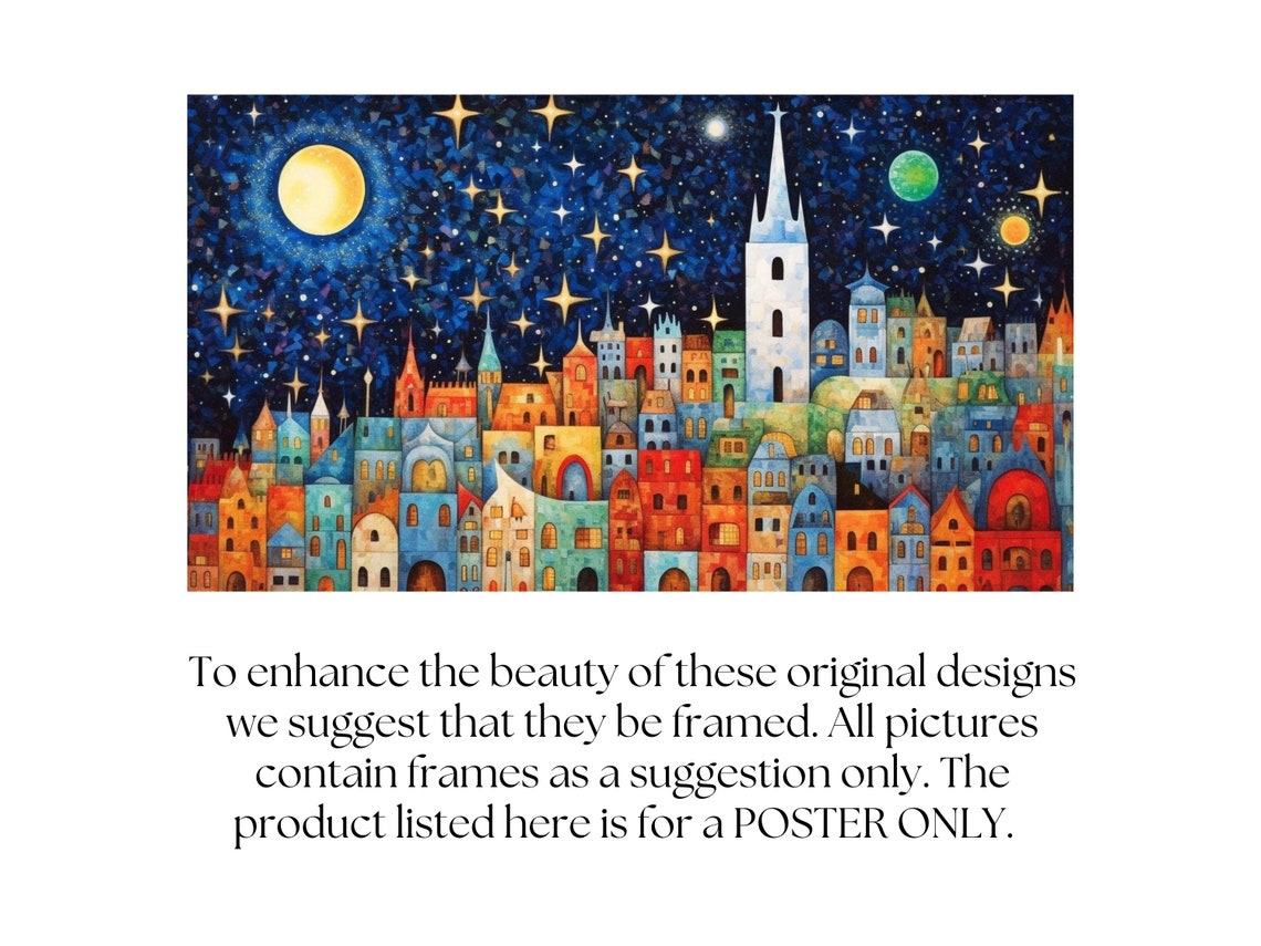 Medieval Village Wall Art | Moonlight Abstract Surreal Poster | Matisse ...
