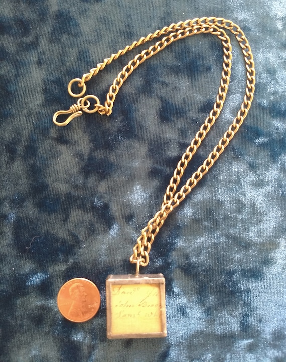 Handmade button art pendant on chain - Gem
