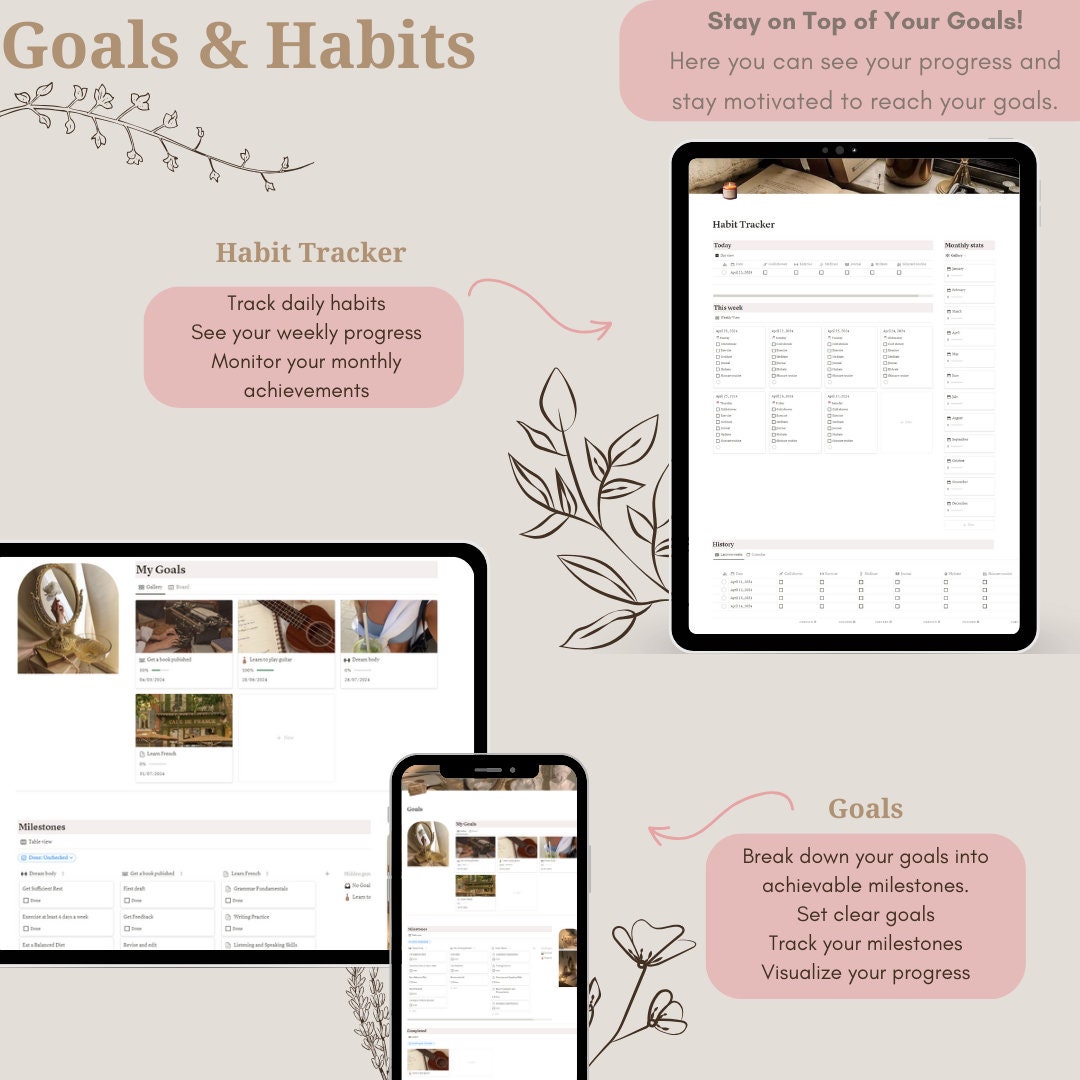 Notion Template Life Planner, Aesthetic Student Planner, That Girl All ...