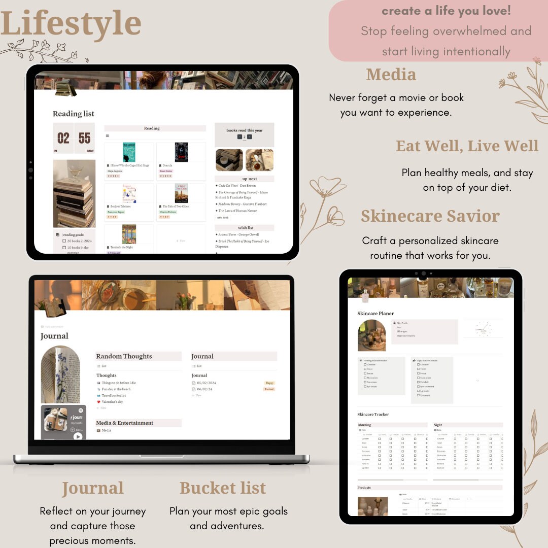 Notion Template Life Planner, Aesthetic Student Planner, That Girl All ...