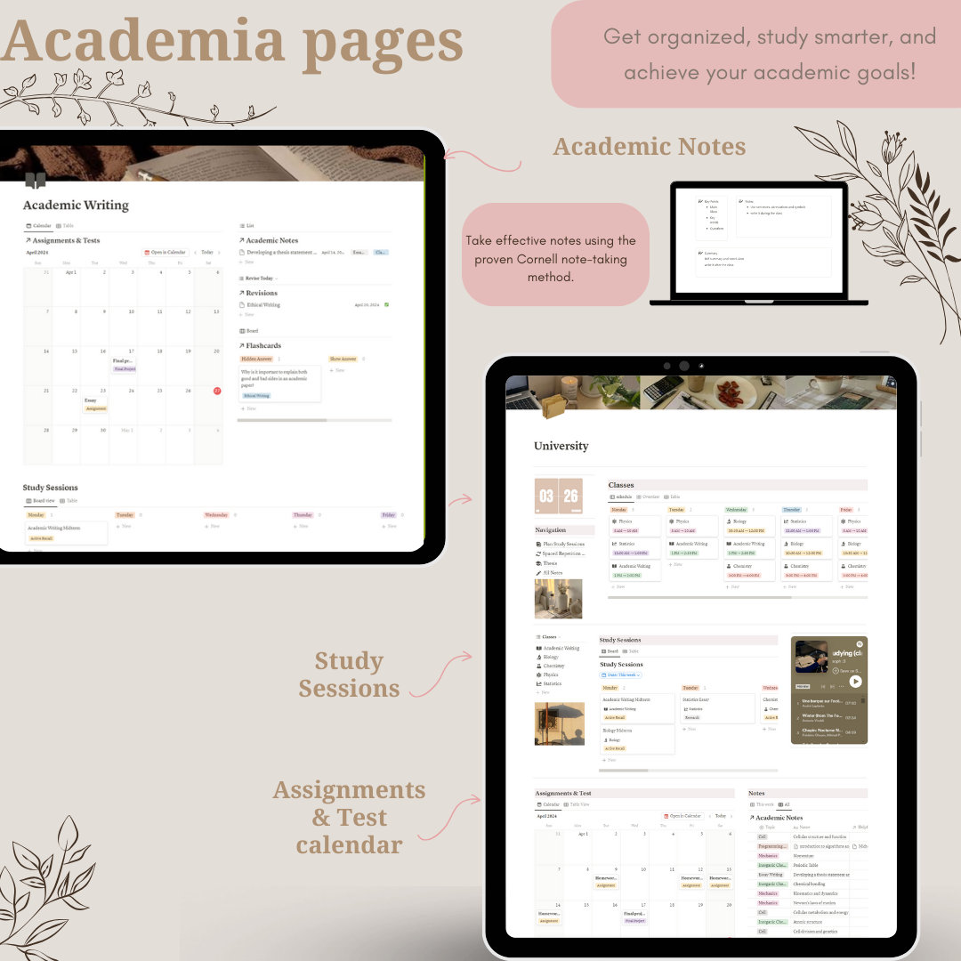 Notion Template Life Planner, Aesthetic Student Planner, That Girl All ...